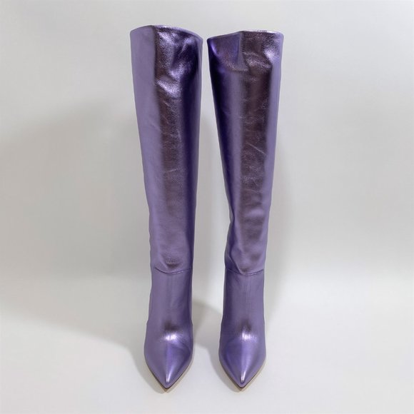 Paris Texas | Shoes | Paris Texas Lilac Metallic Stiletto Boots | Poshmark
